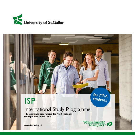 ISP-MBA Programme | Incoming | Exchange | University of St.Gallen